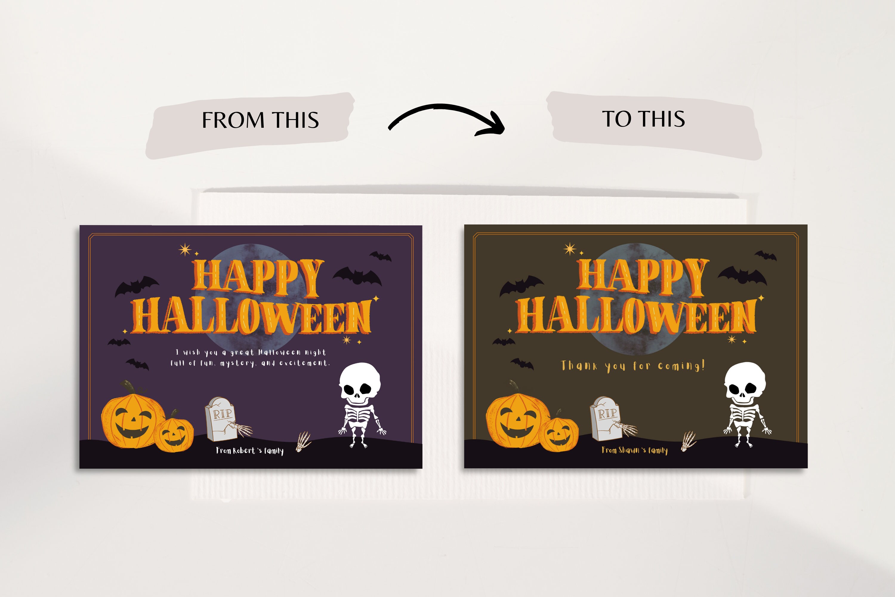 EDITABLE Halloween Digital Postcard Halloween Party - Etsy