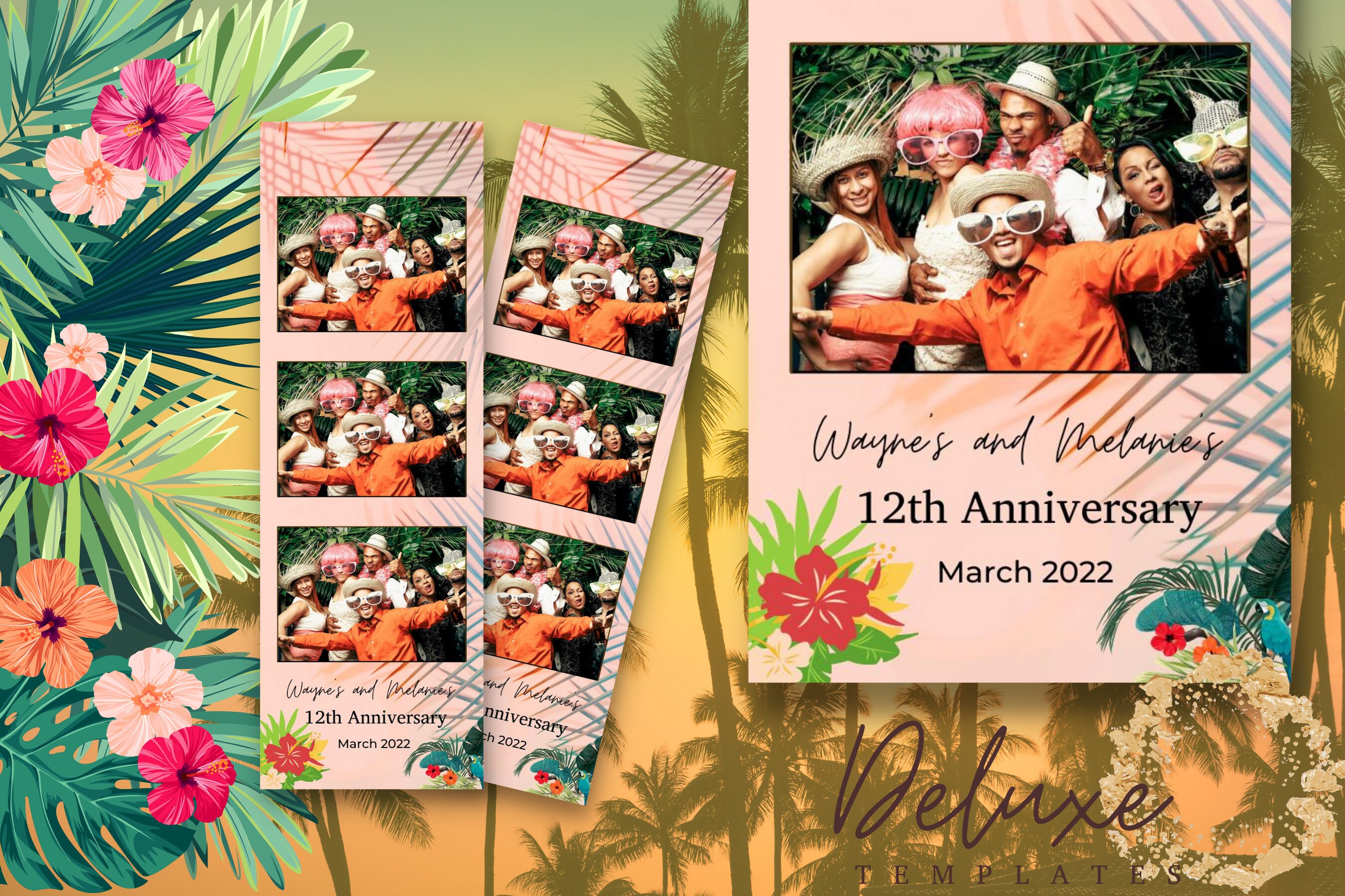 Beach Photo Booth Template, Wedding Party Template, Passport Strips ...