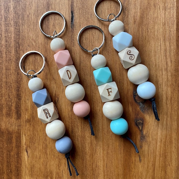 Initial Keychain - Etsy