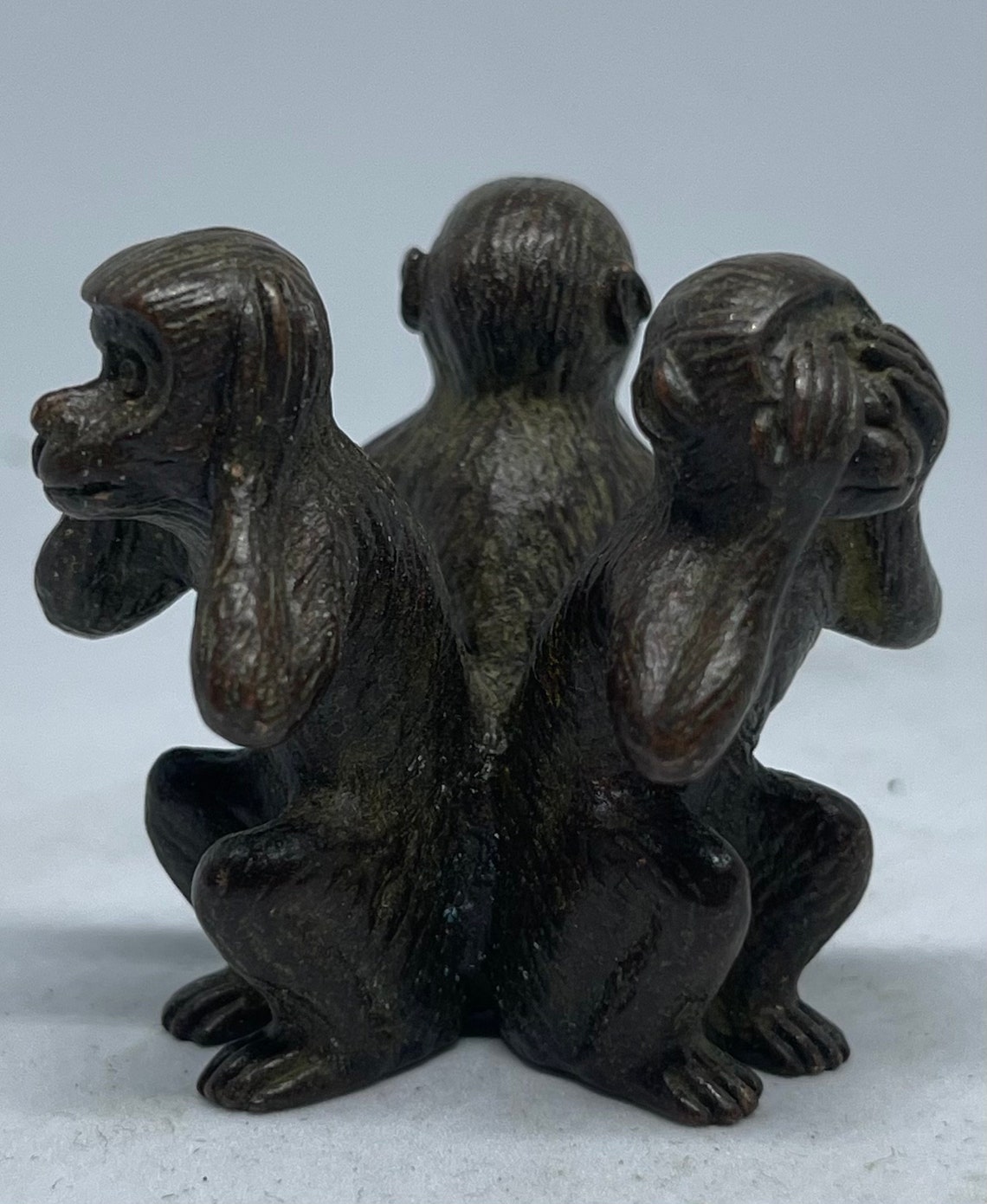 Antique Japanese Bronze Sculptures of Three Mini Monkeys - Etsy