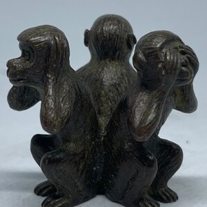 Antique Japanese Bronze Sculptures of Three Mini Monkeys - Etsy