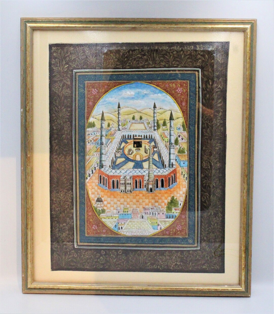 An Islamic Painting of the Ka'ba With Buildings and Mountains ...