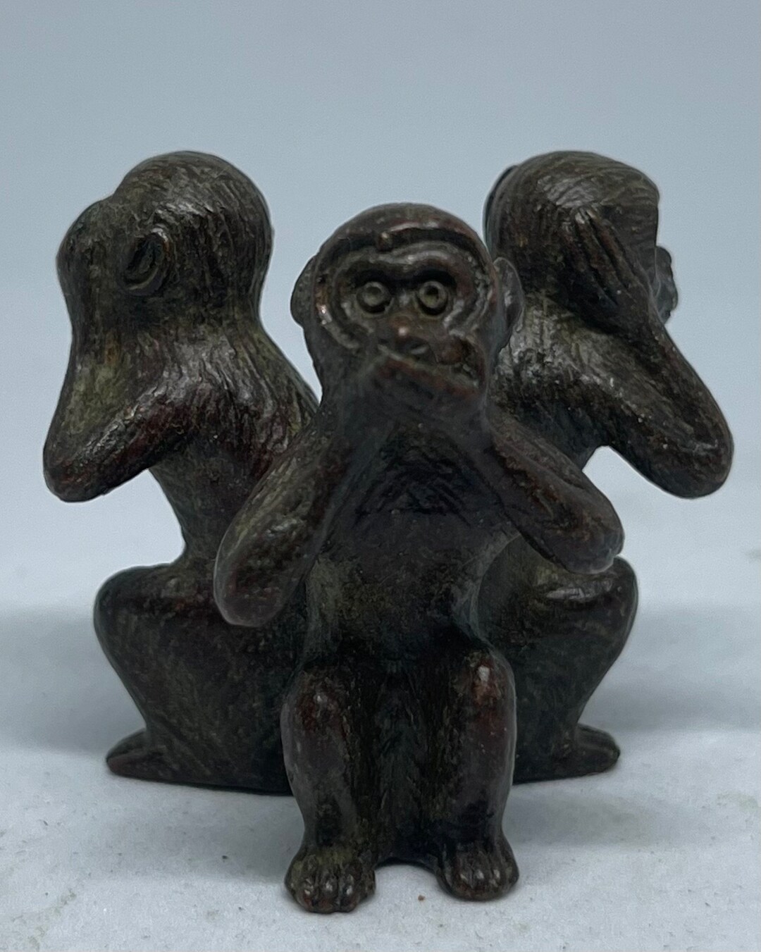 Antique Japanese Bronze Sculptures of Three Mini Monkeys - Etsy