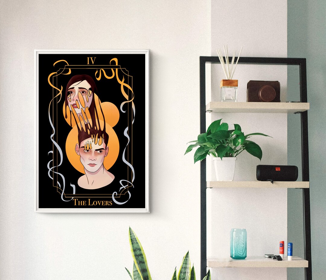 The Lovers Tarot Card Print, VI Poster, Spiritual Occult Gift for Her ...