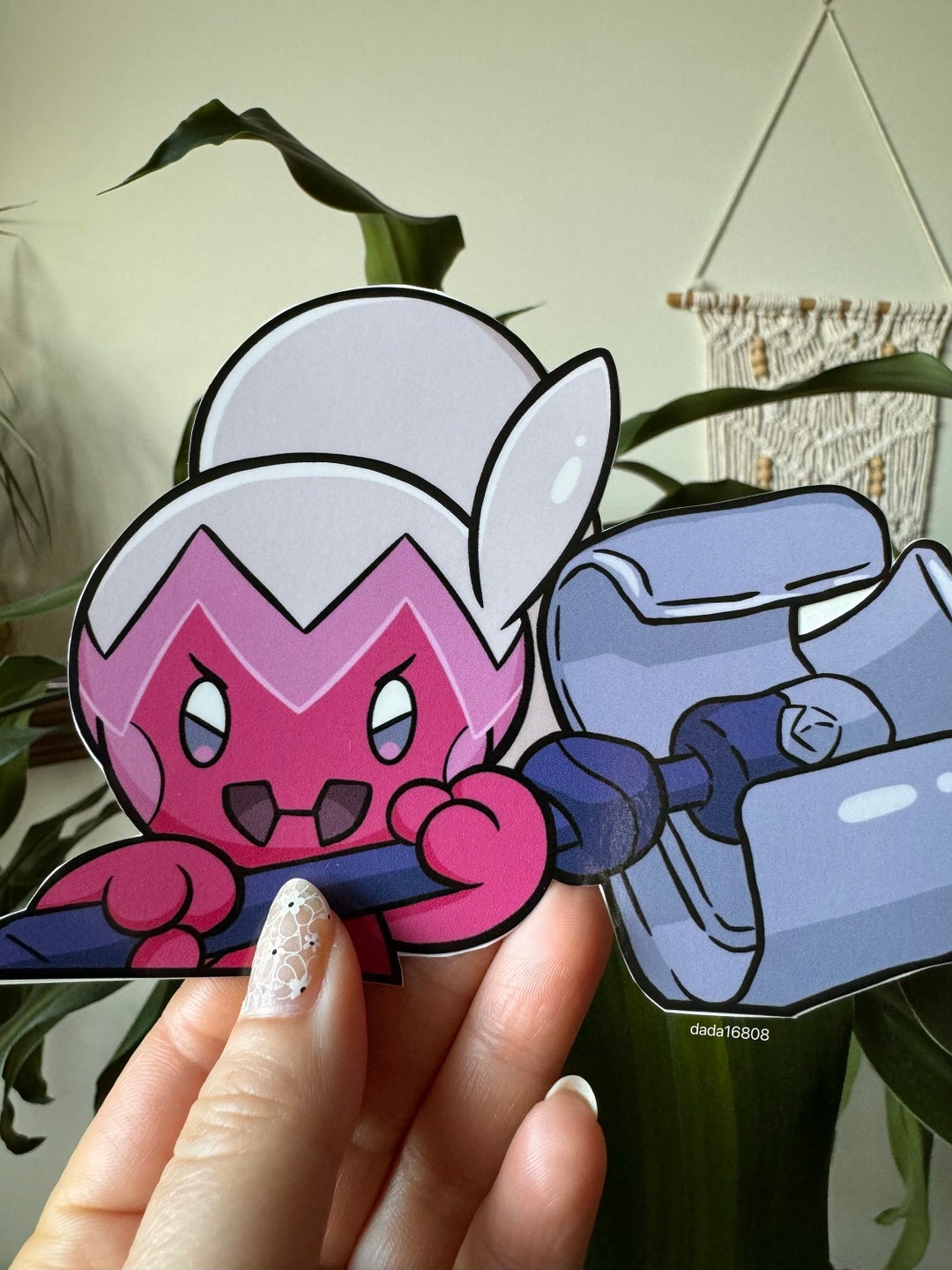 Angry Pink Alien Peeker Vinyl Sticker - Etsy