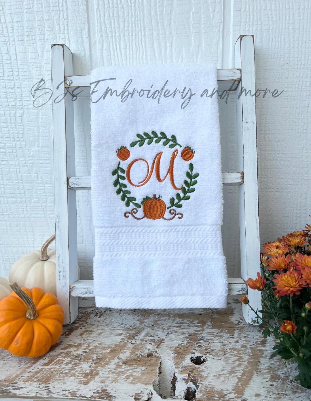 Pumpkin Bathroom Towel, Wreath Pumpkin Towel, House Warming Gifts, Fall ...