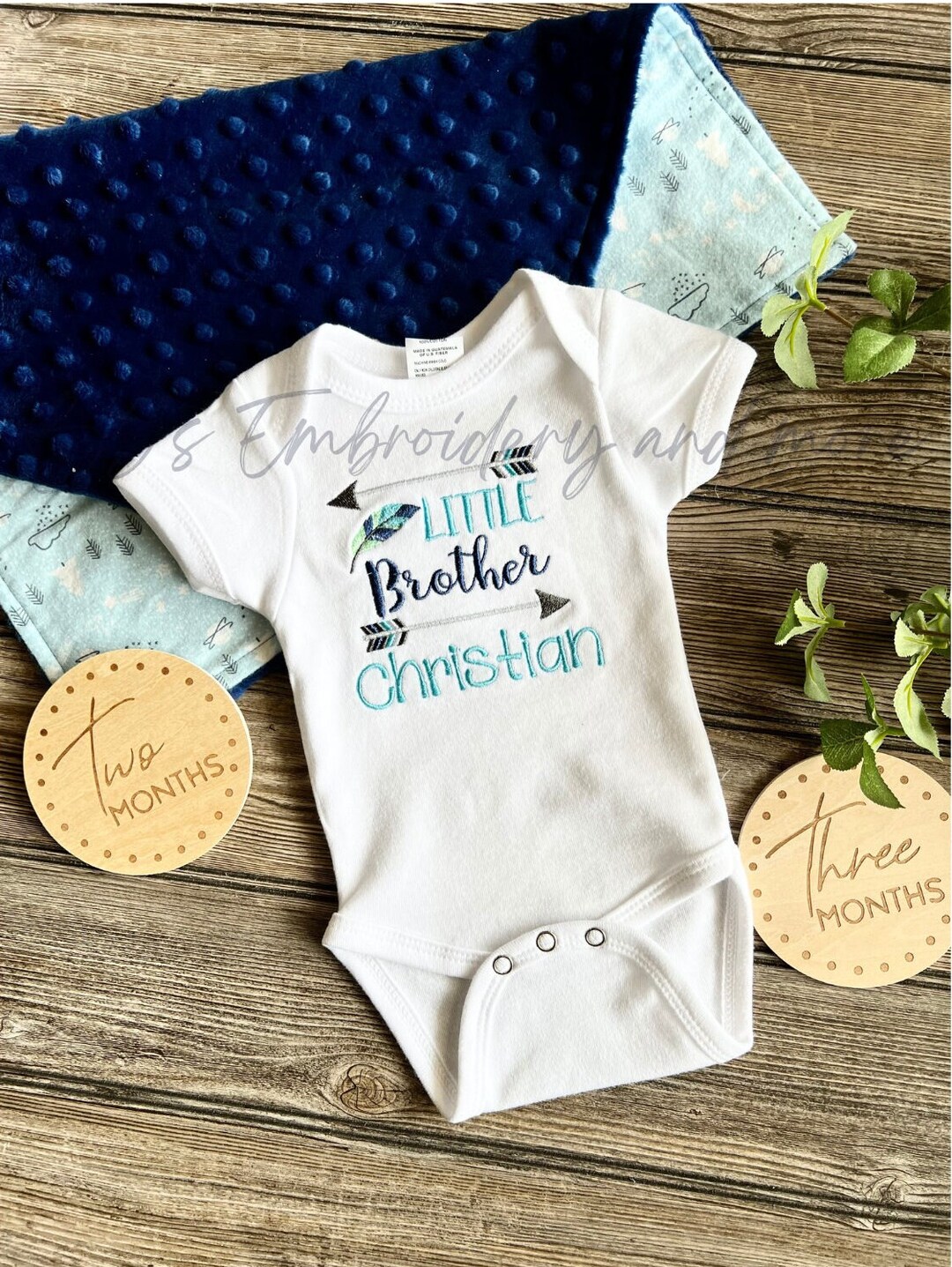 Baby Brother Embroidery Bodysuit , Pregnancy Announcement ...