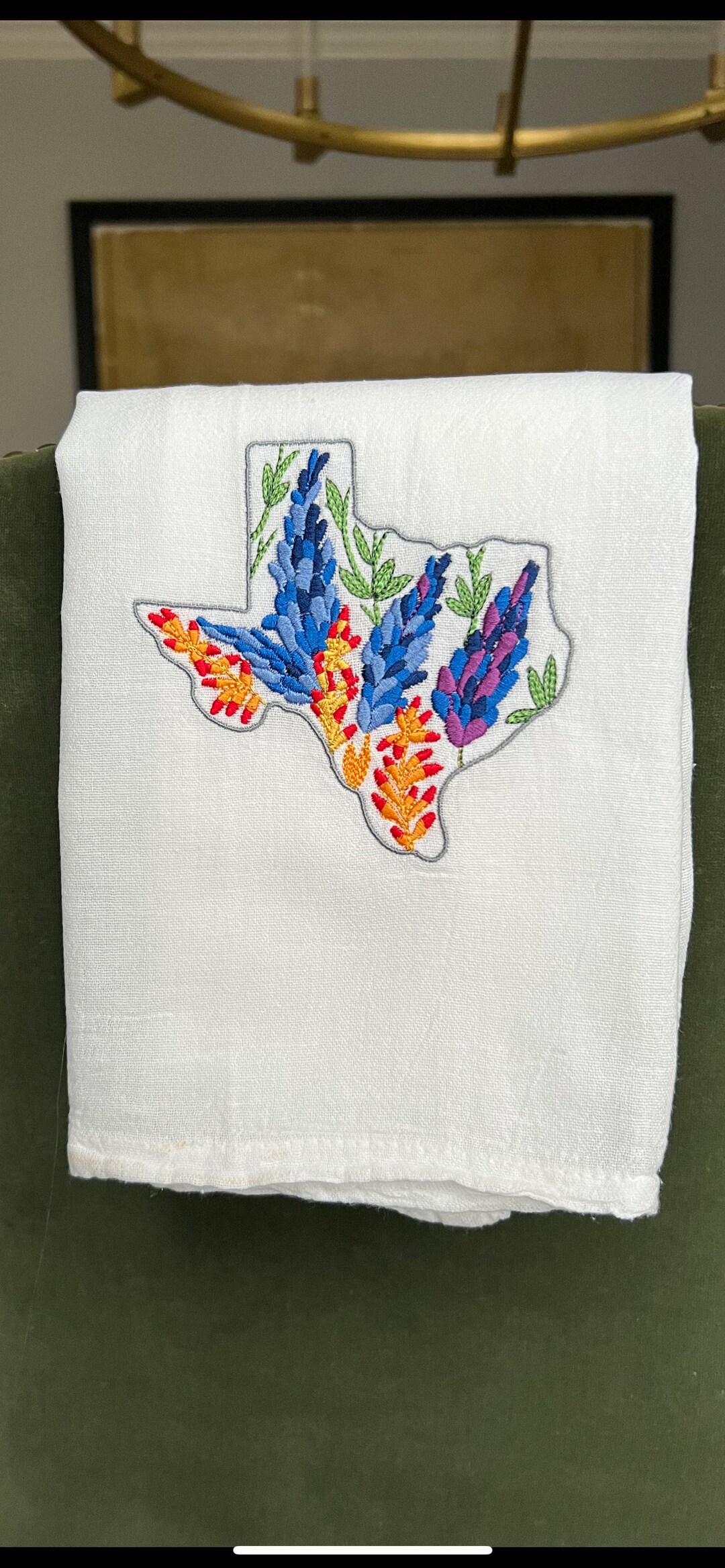Texas Bluebonnet Tea Towels L Embroidered - Etsy