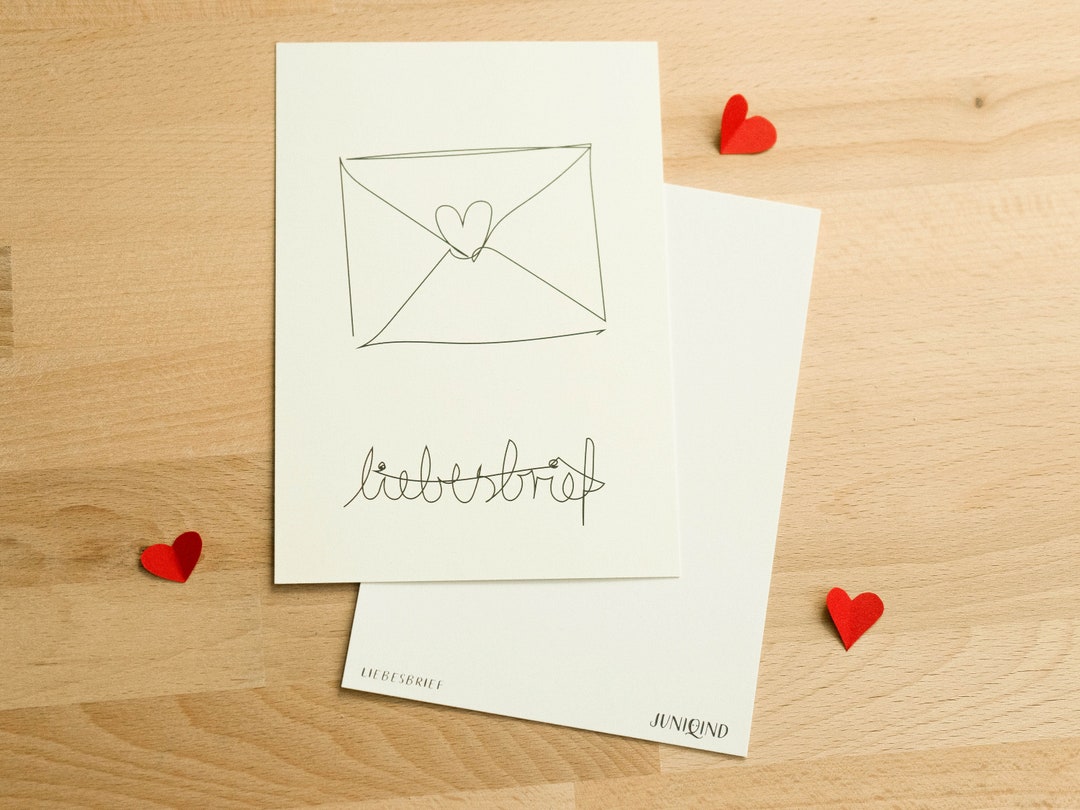 Postcard Love Letter A6 Love Card Postcard Love Postcard Black and ...