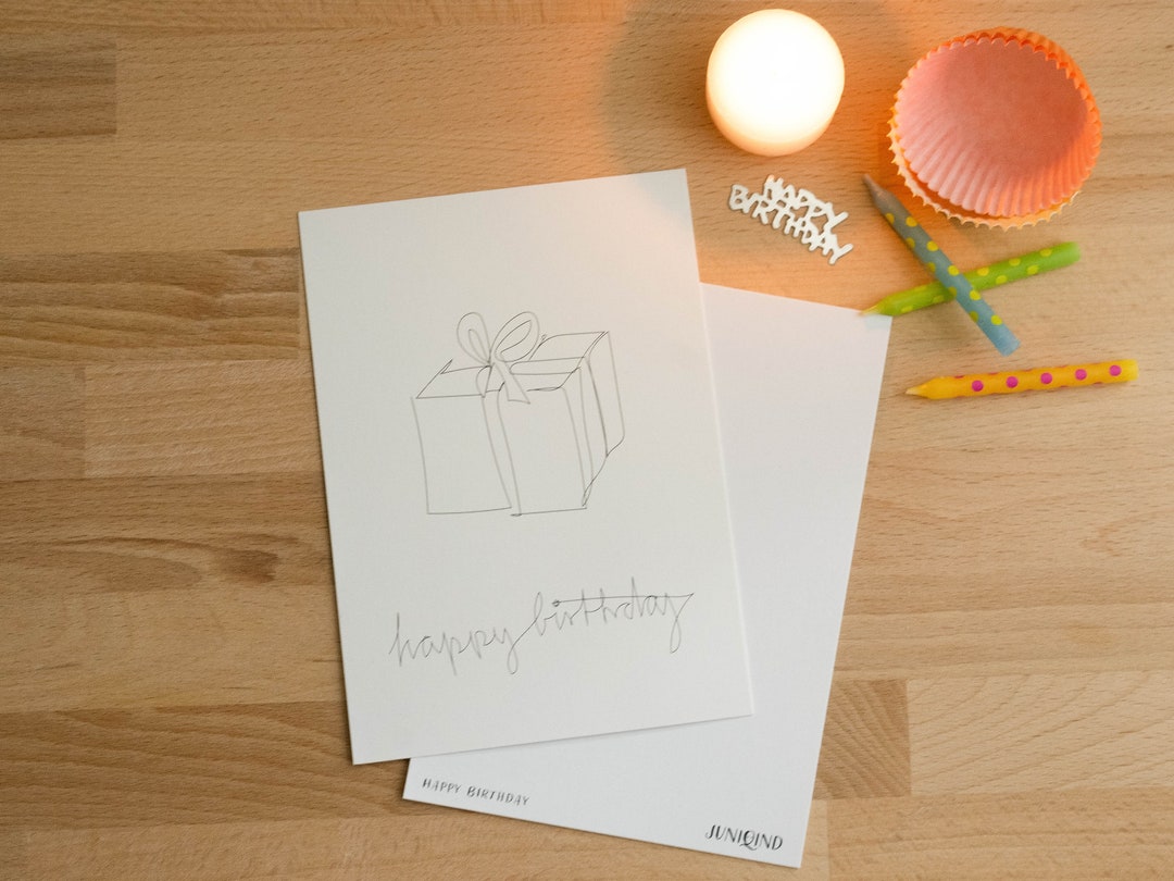 A6 Postcard Birthday Happy Birthday Card Postcard Black and White Card ...