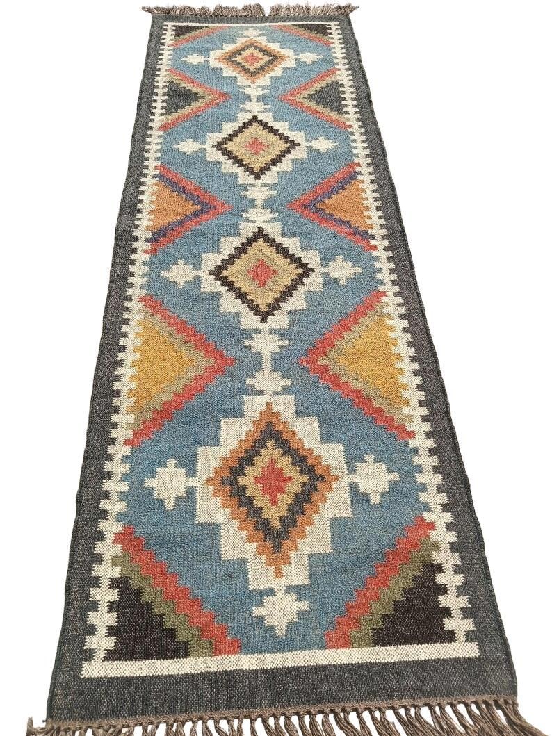 Wool Jute Kilim Runner Rugs, Runner, Handwoven Floor Area Navajo Carpet ...