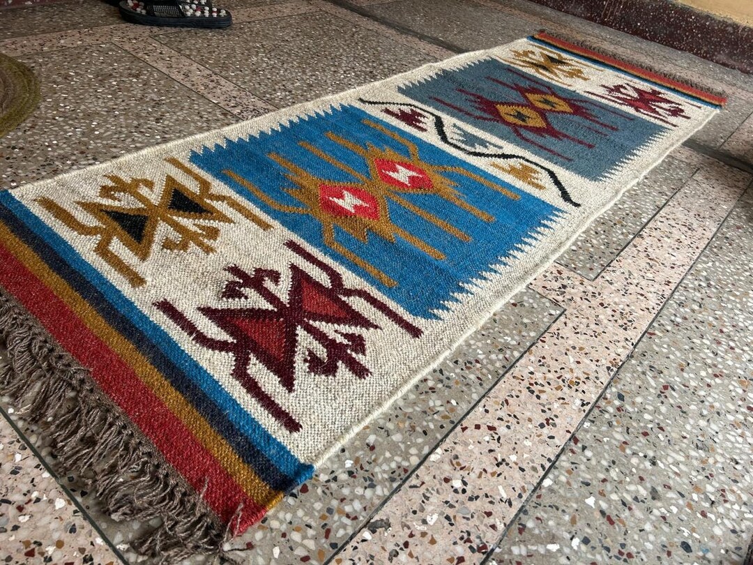 Handmade Navajo Kilim Rug, Aztec Rug, Accent Rug, Outdoor Rug/indoor ...
