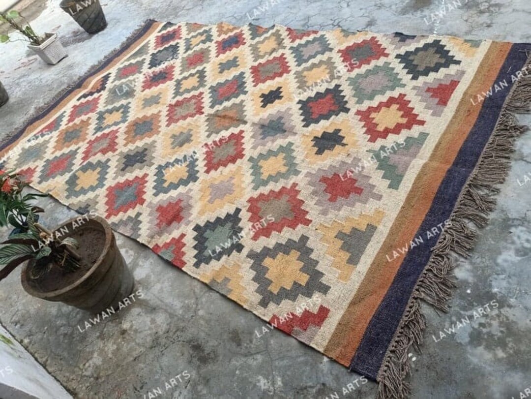 4x6 , 5x8 , 6x9 , 8x10, 9x12 Ft Kilim Rug, Handwoven, Wool and Jute Rug ...