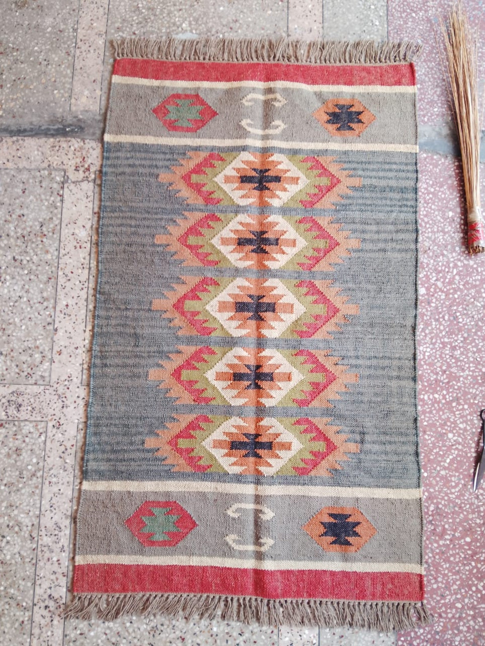 Handmade Navajo Kilim Rug, Aztec Rug, Accent Rug, Outdoor Rug/indoor ...