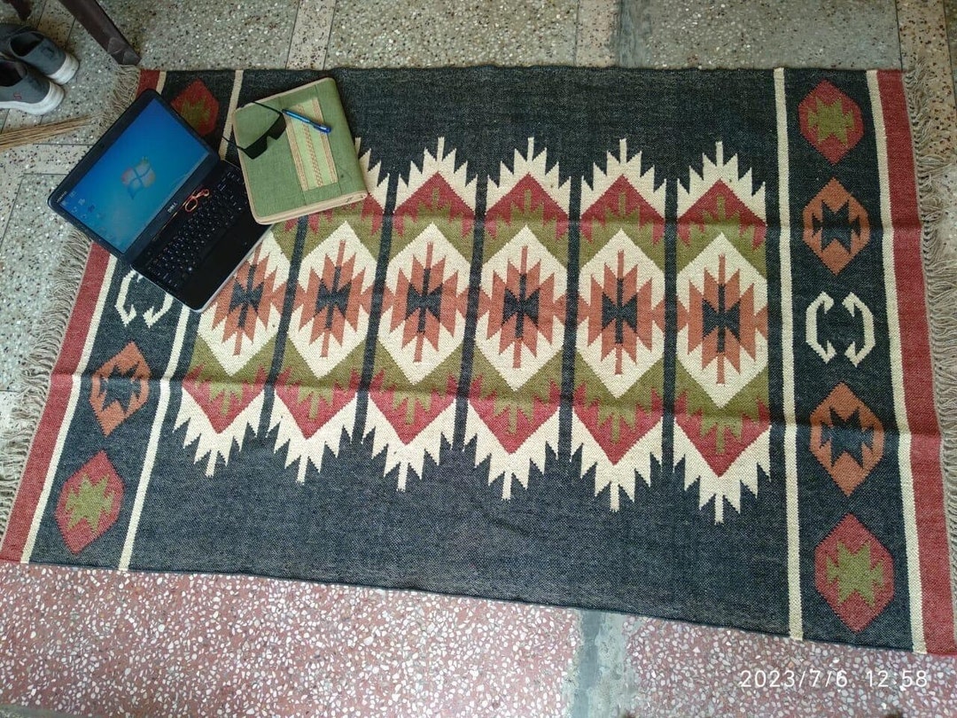 Handmade Navajo Kilim Rug, Aztec Rug, Accent Rug, Outdoor Rug/indoor ...