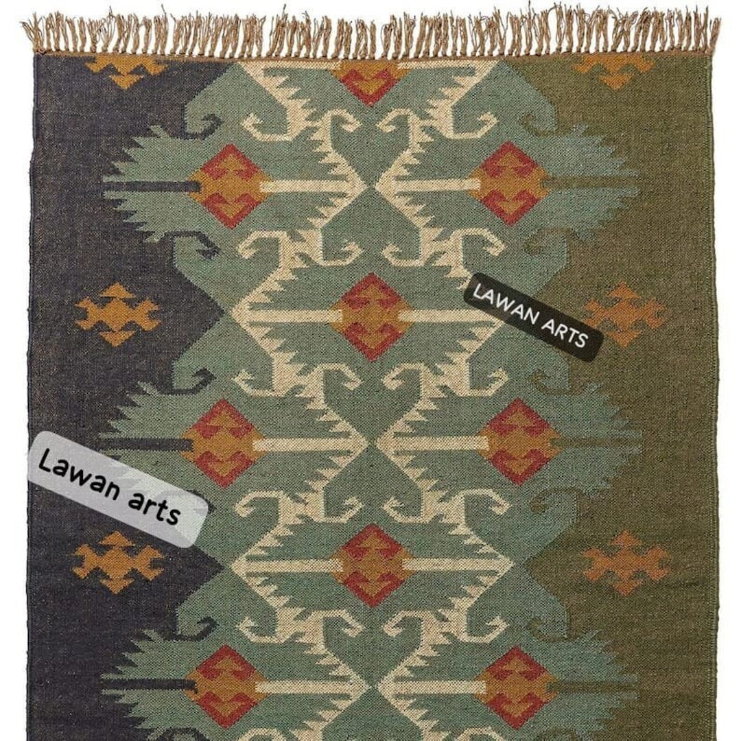 8x10, 9x12, 10x14, 7x7 Indian Traditional Handmade Wool and Jute Rugs ...