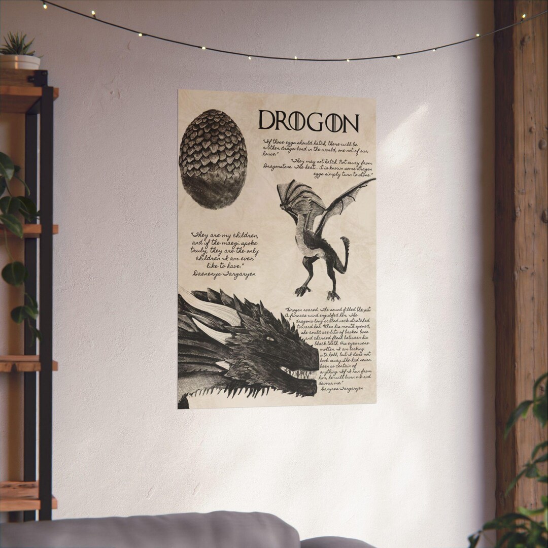 Poster, Drogon Game of Thrones Dragon Poster With Quotes, Matte ...