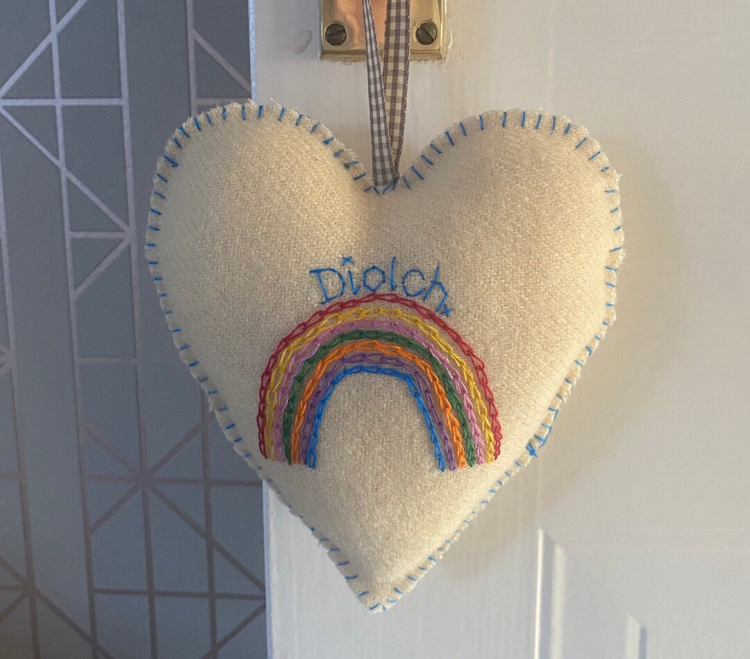 Diolch (thank You) Rainbow Hanging Heart - Etsy