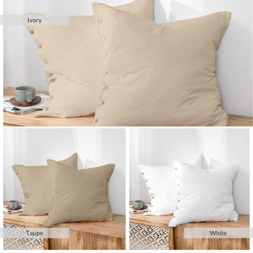 Linen Button Stitched Egyptian Zippered CUSHION COVER For– Cotton ...