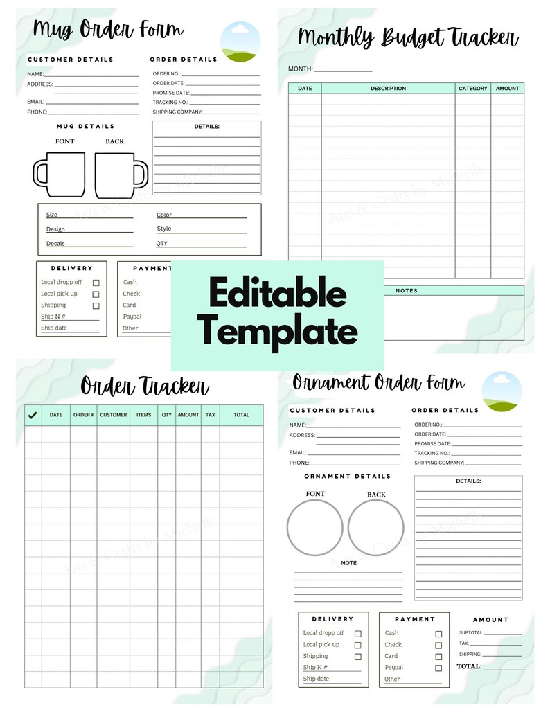 Editable Order Forms Template, Small Business Planner (canva Template ...