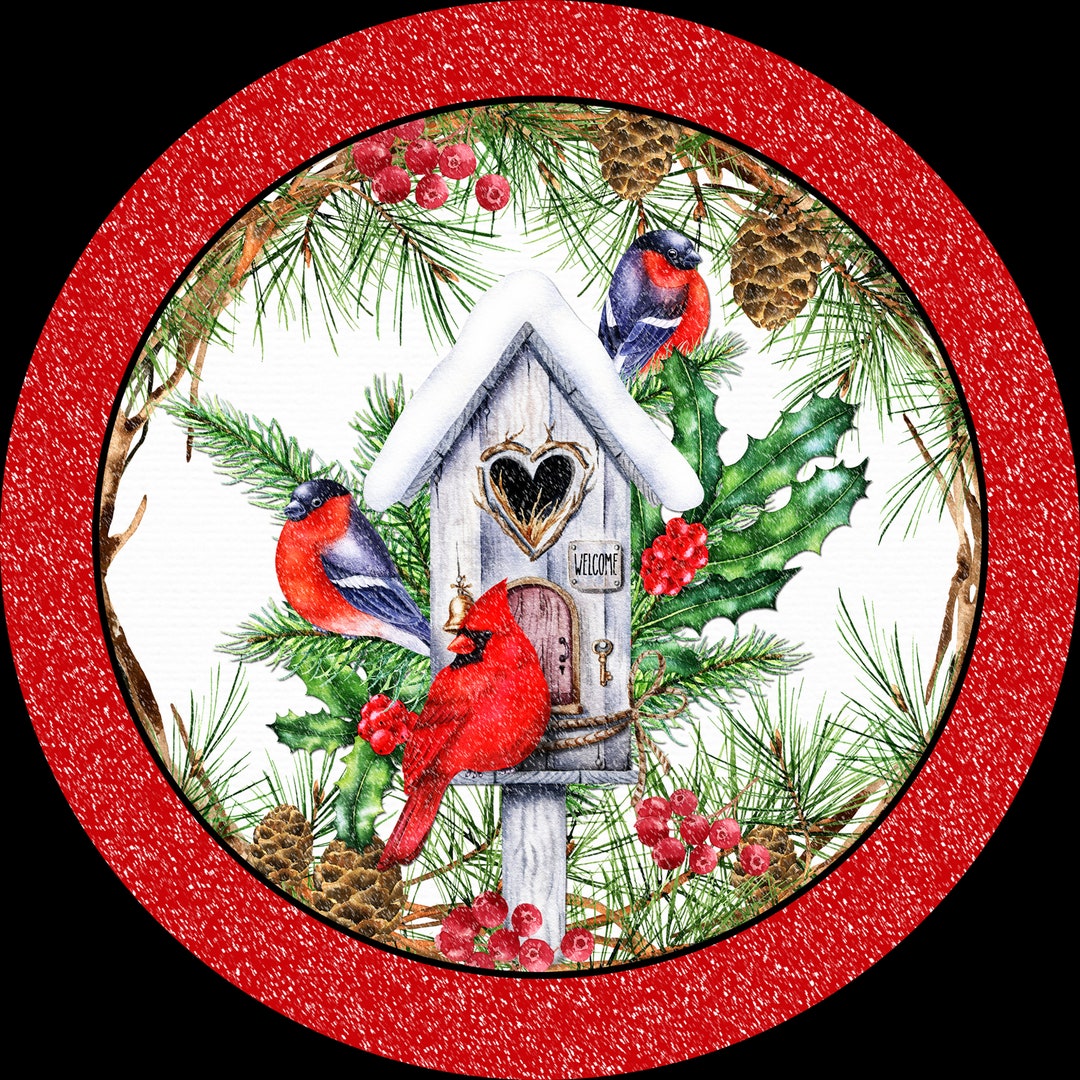 Wreath Sign Cardinal Sign Winter Sign Christmas Sign - Etsy