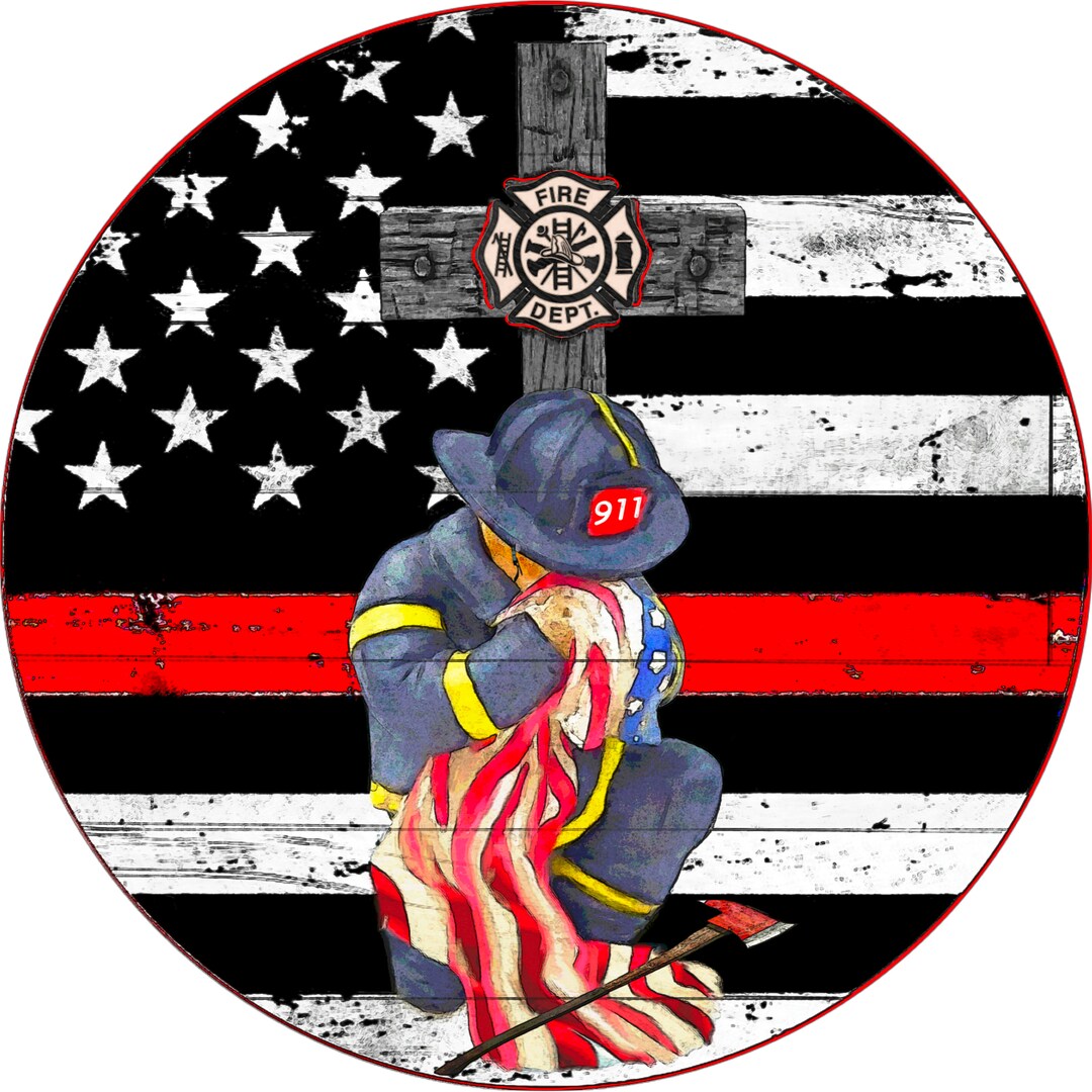 Wreath Sign Firefighter Sign USA Sign 10 Round Metal - Etsy