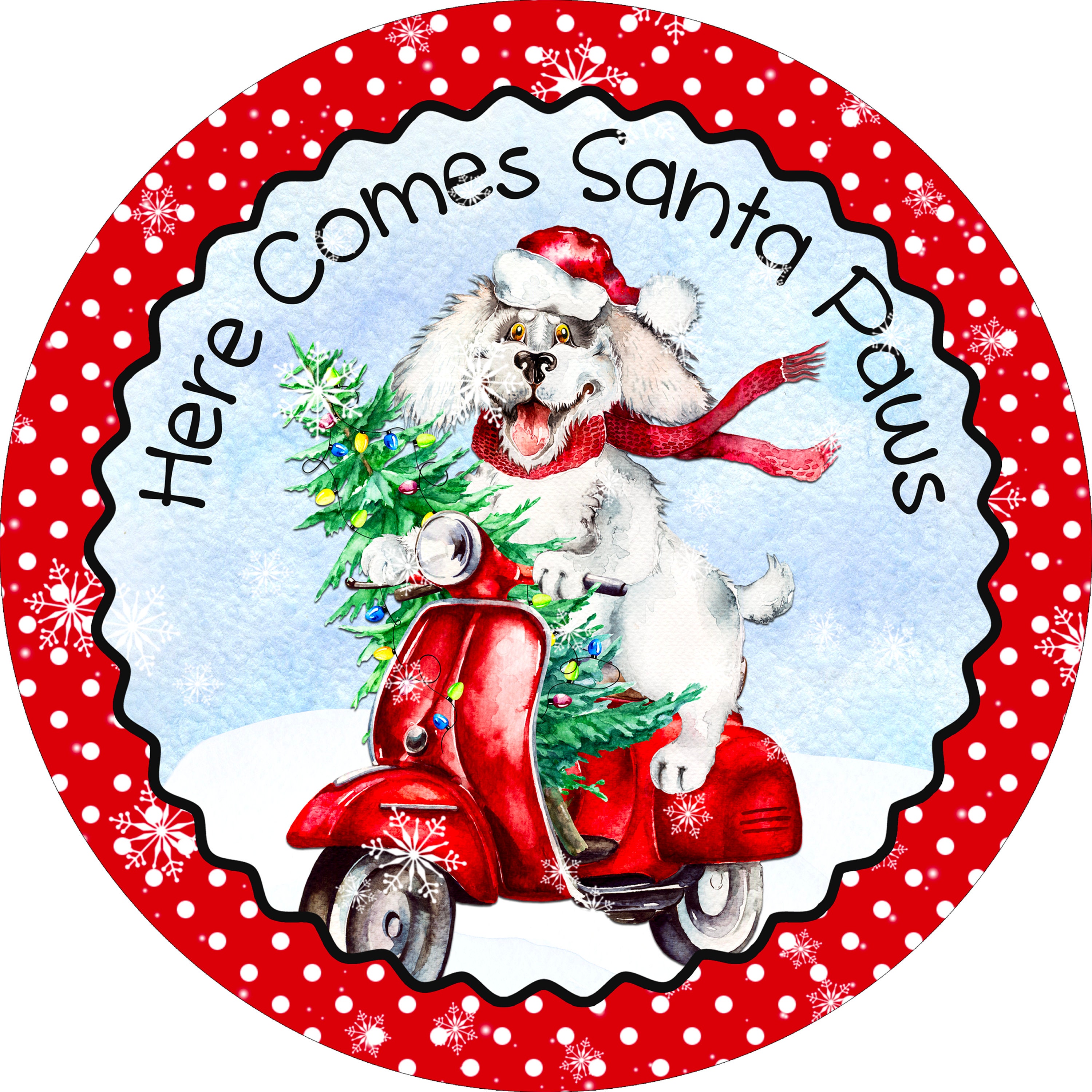 Wreath Sign Christmas Sign Santa Paws 10 Round Metal - Etsy