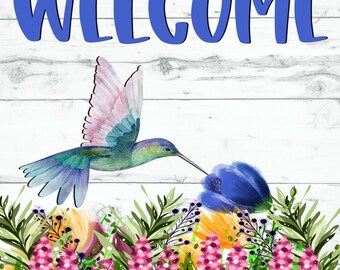 Metal Hummingbird Welcome Sign - Etsy