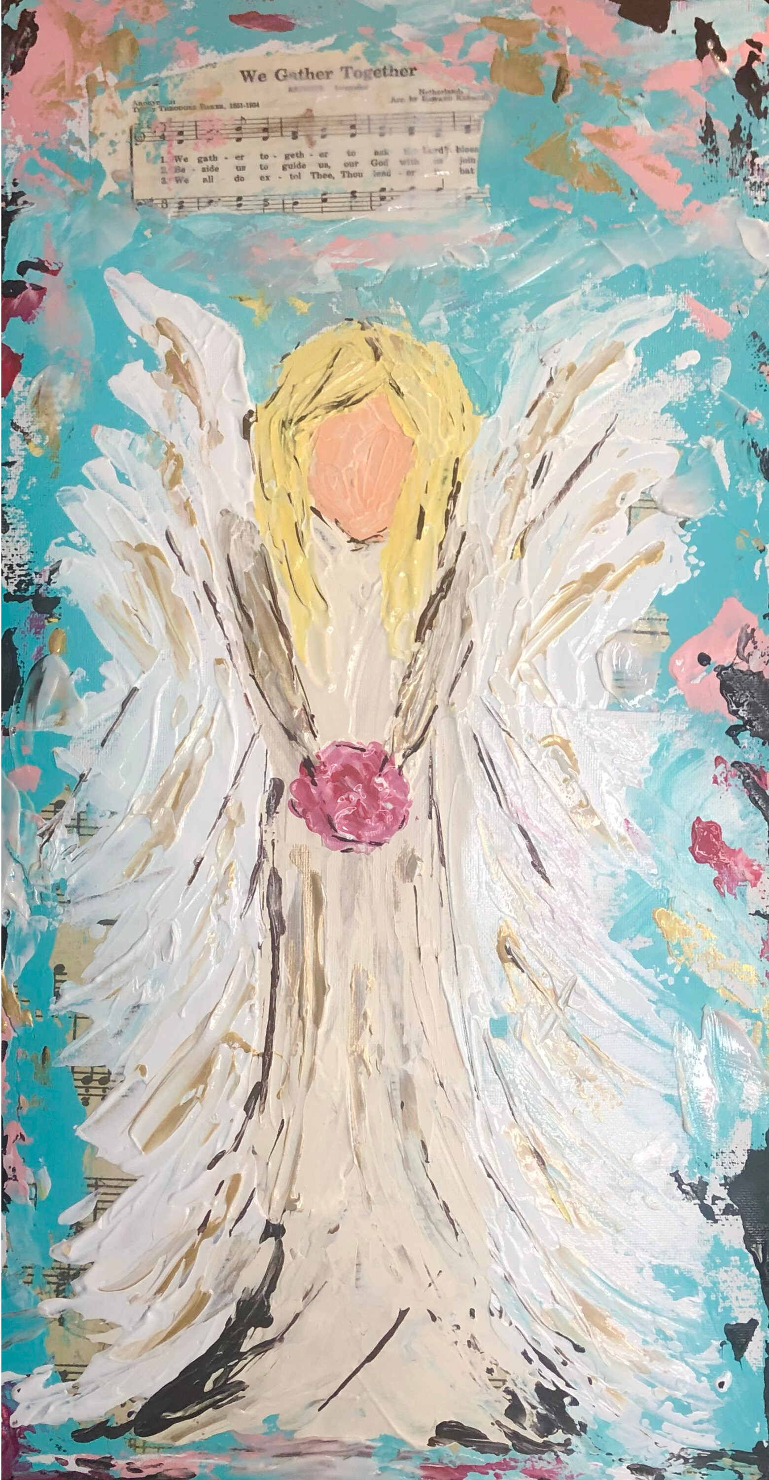 Wreath Sign 12x6 Hand Drawn Angel Religious Sign - Etsy