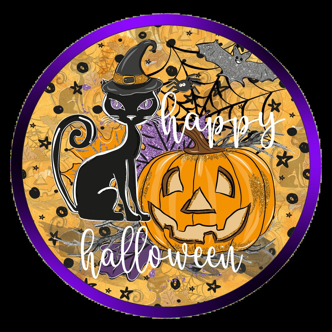 Wreath Sign 12 Round Metal Happy Halloween Sign - Etsy