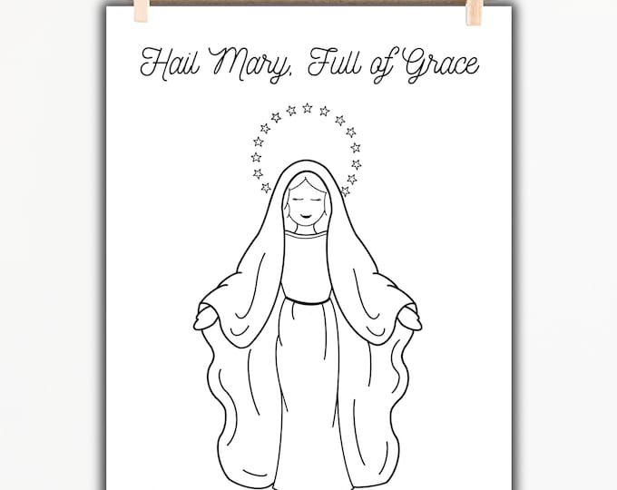 Mary Coloring Page Hail Mary Coloring May Crowning Assumption Our Lady ...