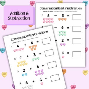 Conversation Hearts Math Packet: Valentine's Day Activity (PDF) - Etsy