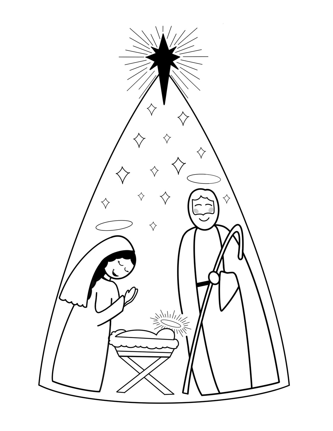 Nativity Scene Coloring Pages: Holy Family Christmas Crafts (digital ...
