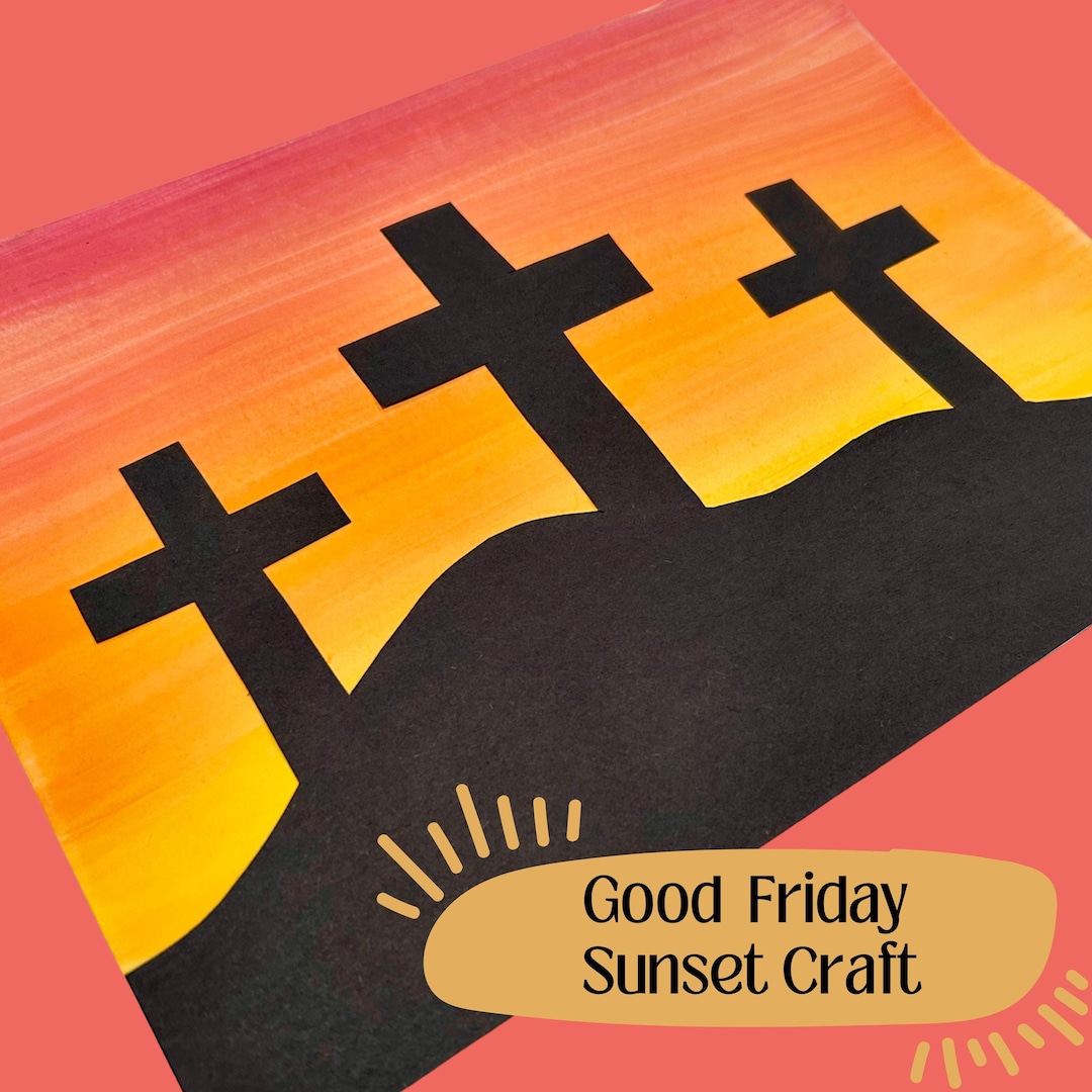 Good Friday Sunset Craft: 3 Crosses Stencil (printable PDF) - Etsy