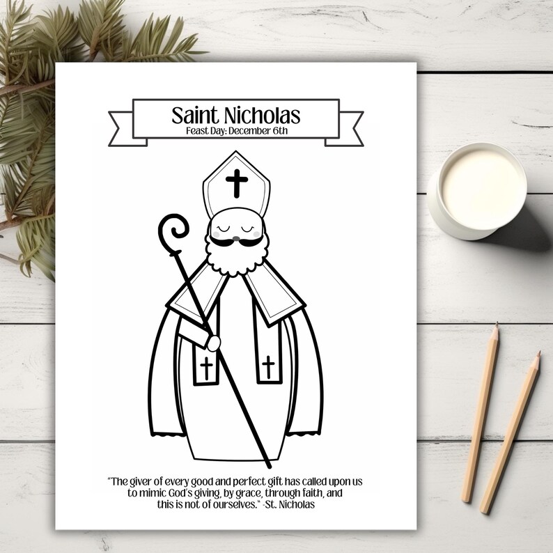 Saint Nicholas Coloring Pages: Catholic Christmas Art (digital Download ...