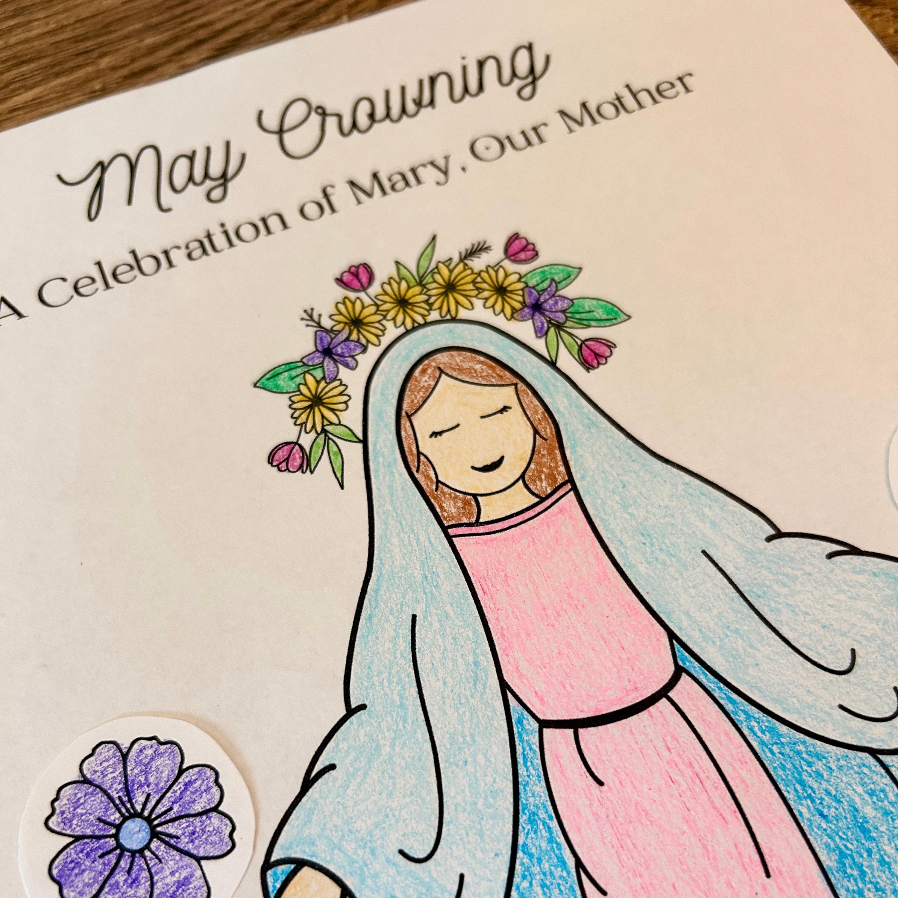 May Crowning Craft: Mary Coloring Page Activity (printable PDF) - Etsy