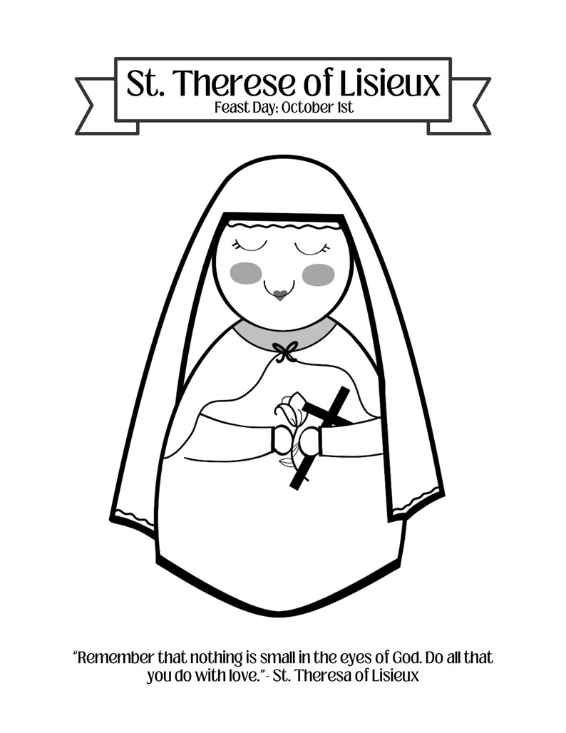 St. Therese of Lisieux Coloring Page: Catholic Saints for Kids ...