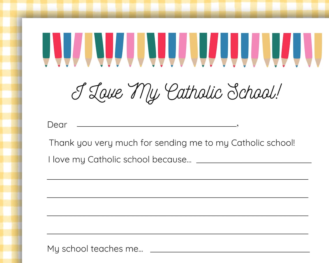 Catholic Schools Week Letter I Love My Catholic School Thank You Letter ...