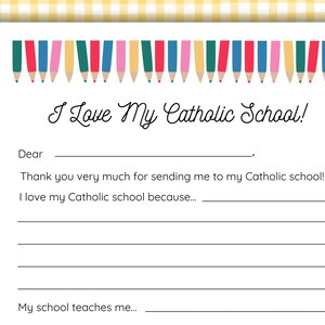 Catholic Schools Week Letter I Love My Catholic School Thank You Letter ...