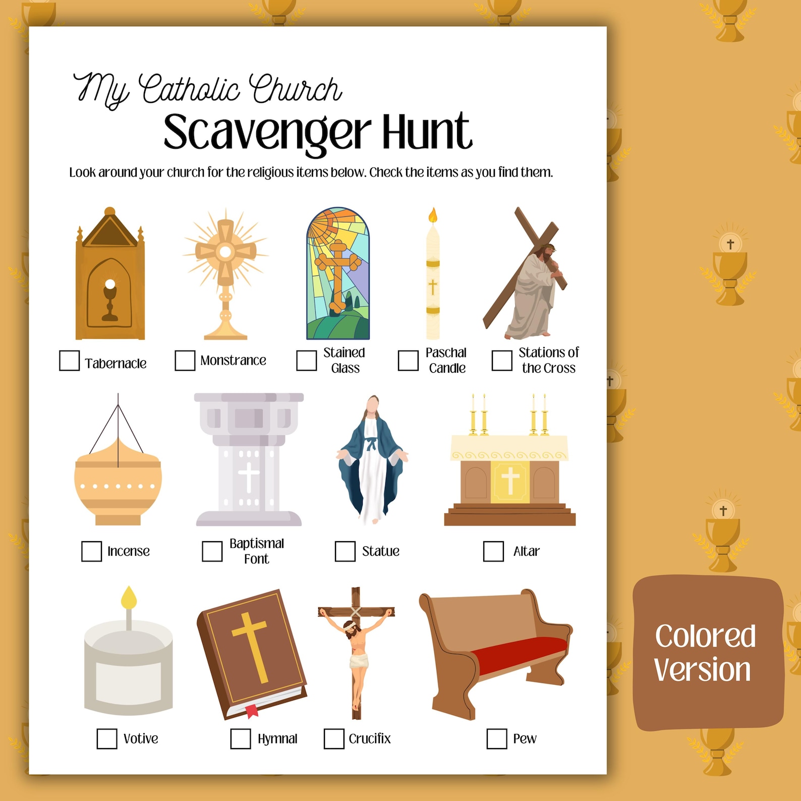 Catholic Church Scavenger Hunt for Kids (PDF) - Etsy