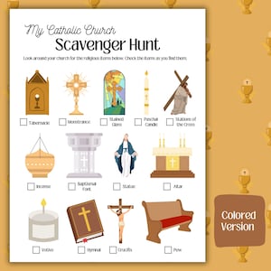 Catholic Church Scavenger Hunt for Kids (PDF) - Etsy