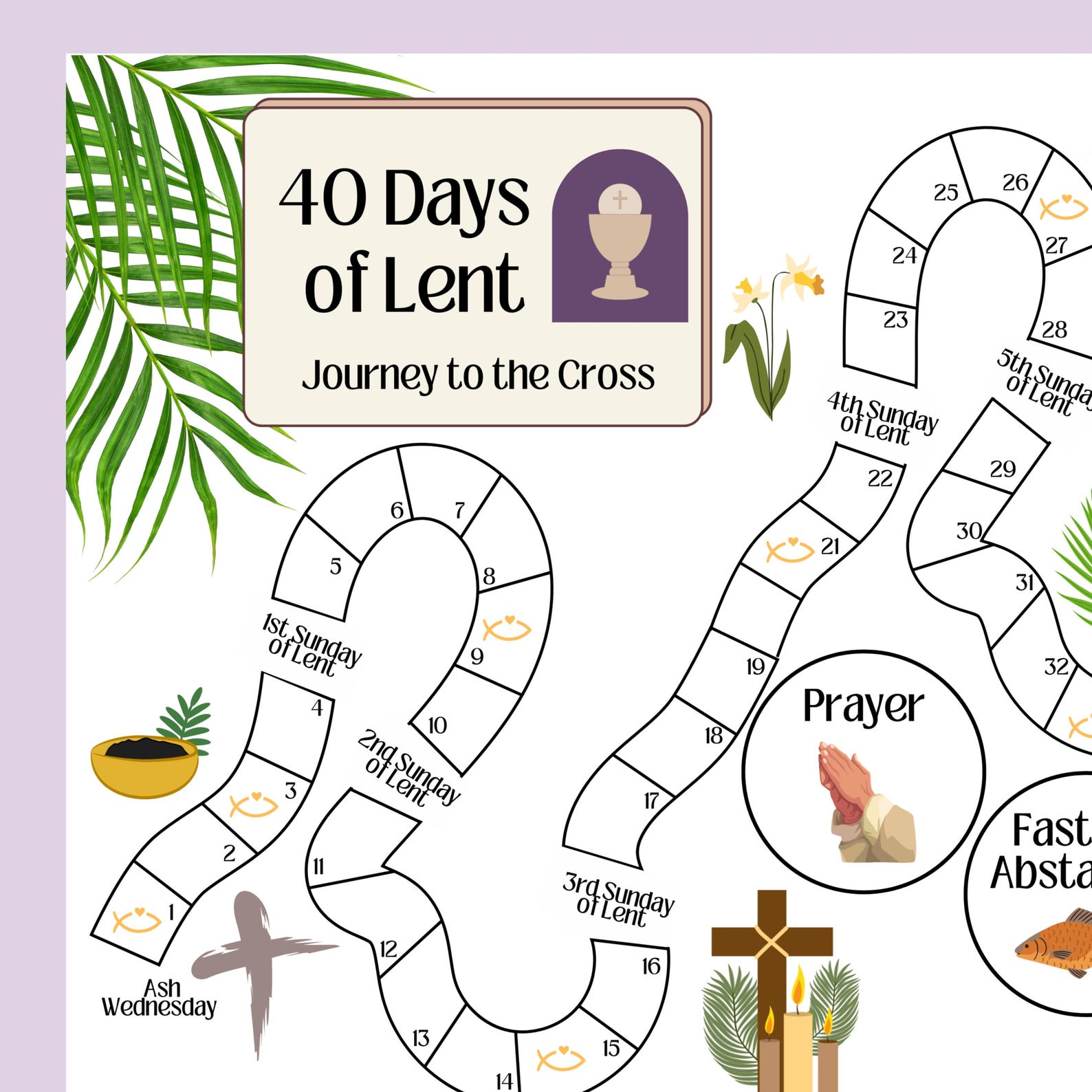 Lent Calendar 40 Days of Lent Countdown Journey to the Cross Activity ...
