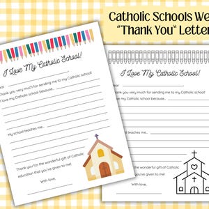 Catholic Schools Week Letter I Love My Catholic School Thank You Letter ...