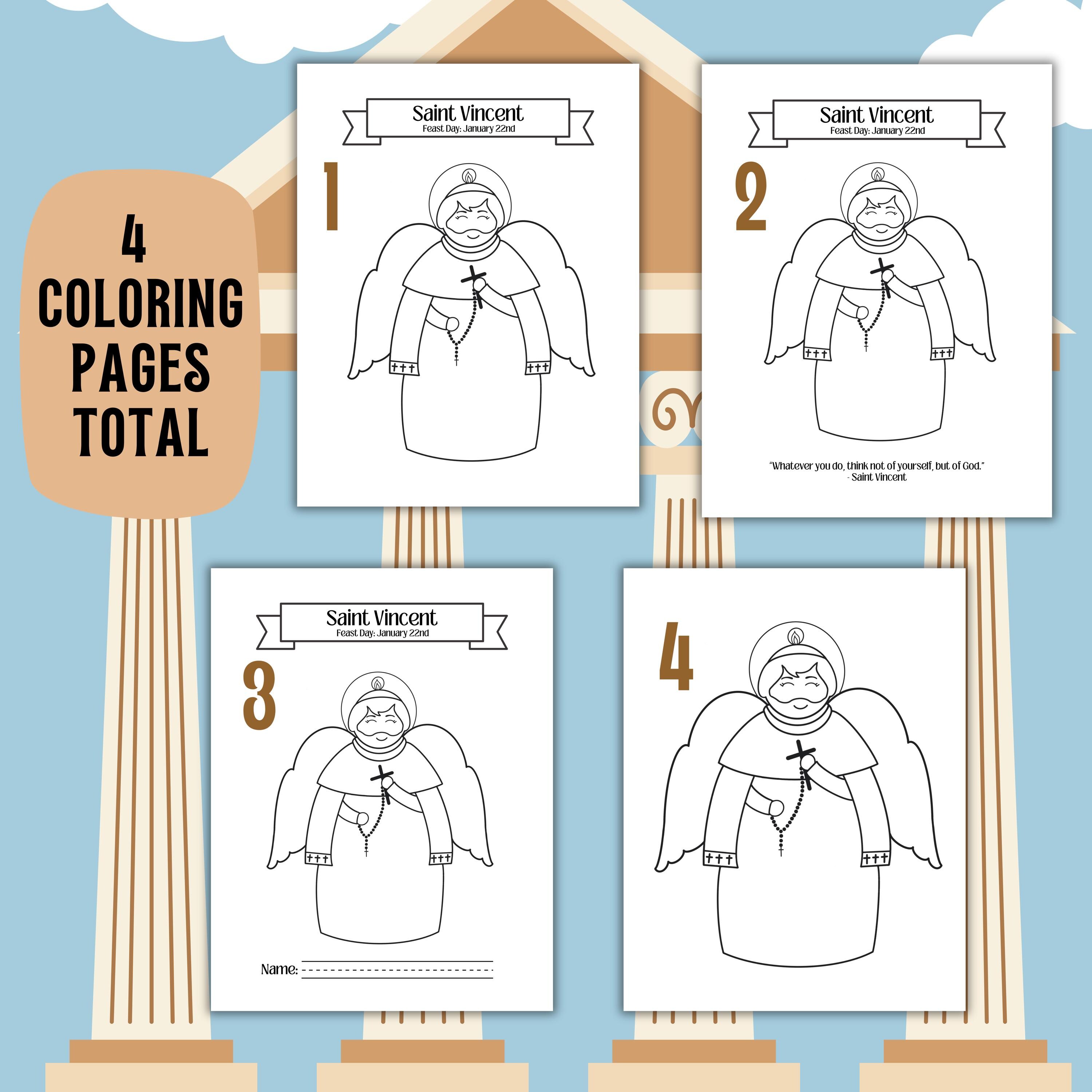 St. Vincent Coloring Pages: Catholic Art (digital Download) - Etsy