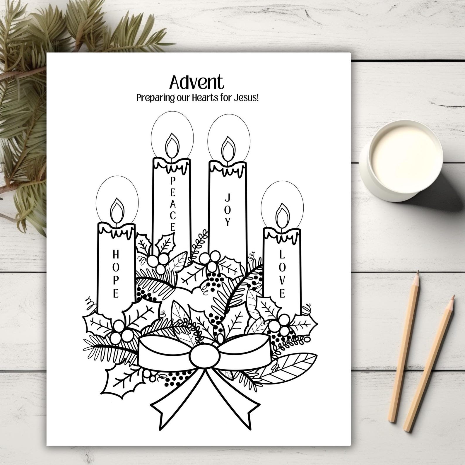 Advent Wreath Coloring Page Advent Candles Coloring Advent Coloring ...