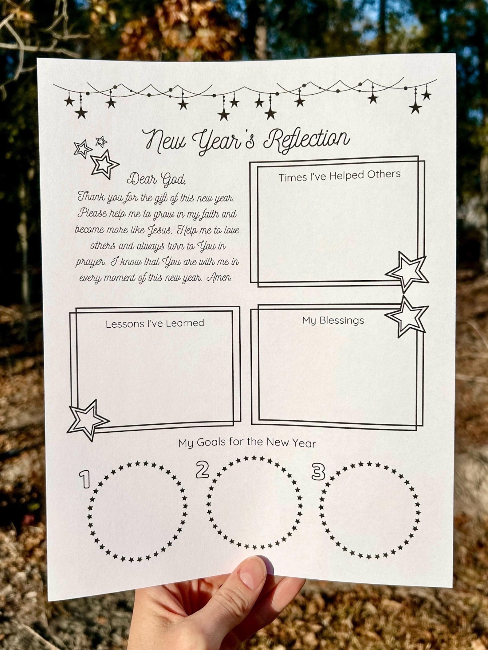 Christian New Year's Reflection Worksheet: Kids' Goals & Prayer (PDF ...