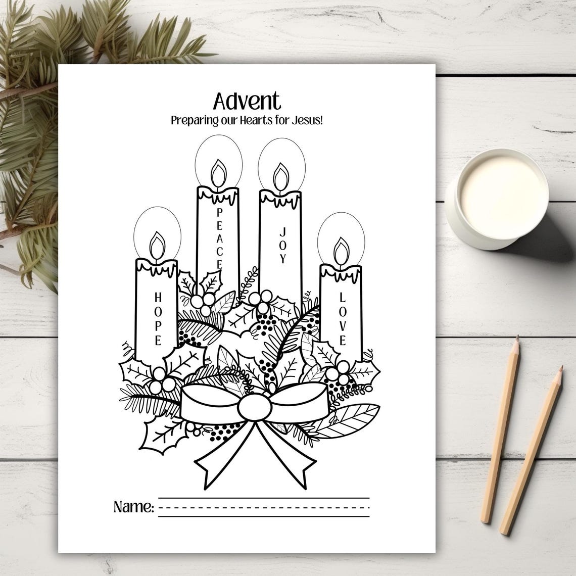 Advent Wreath Coloring Page Advent Candles Coloring Advent Coloring ...