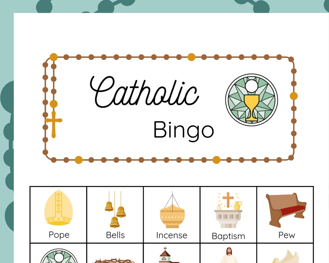 Catholic Bingo Game: 50 Unique Cards, Sunday School Activity (PDF) - Etsy