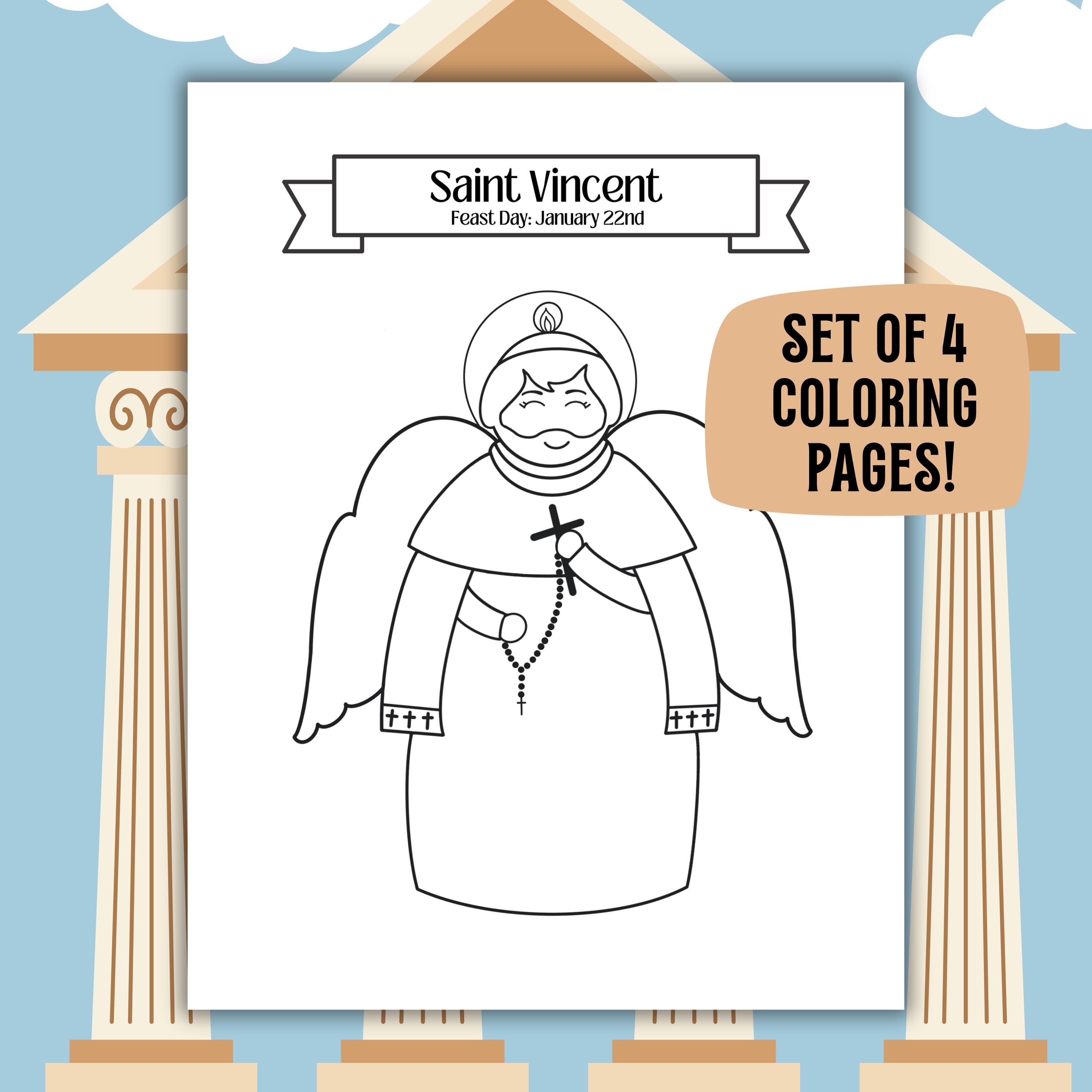 St. Vincent Coloring Pages: Catholic Art (digital Download) - Etsy