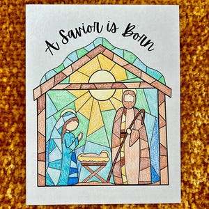 Stained Glass Nativity Coloring Pages: Religious Christmas Craft (PDF ...